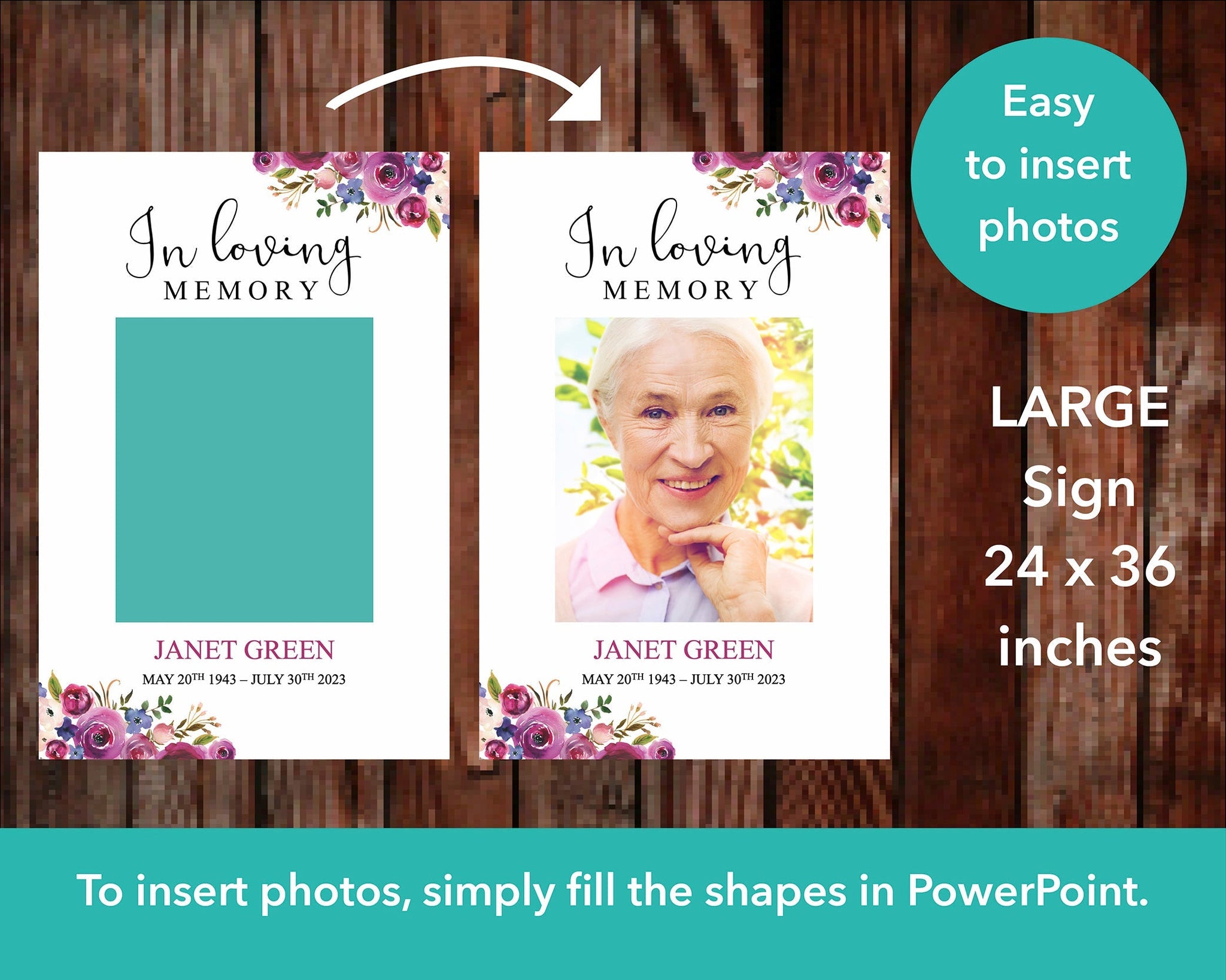 Funeral Poster with Purple Flowers – Funeral Templates