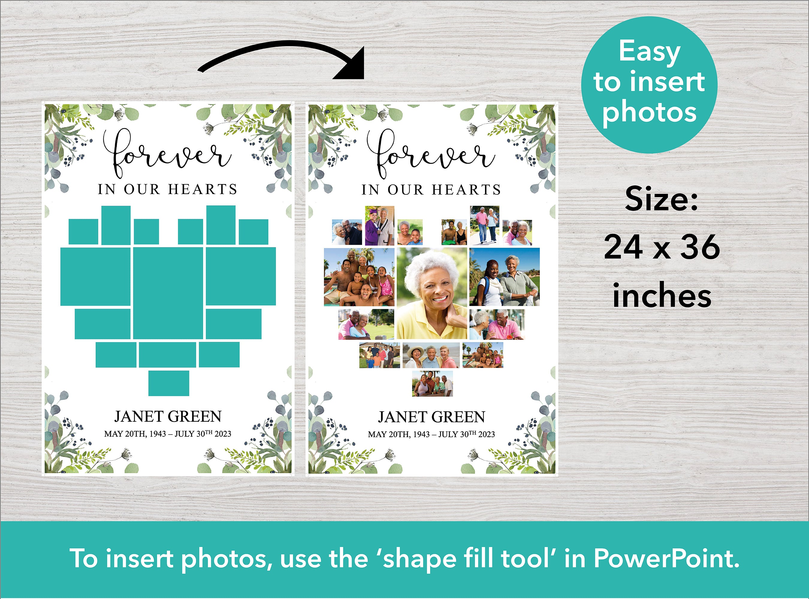 Funeral Poster with Green Leaves – Funeral Templates