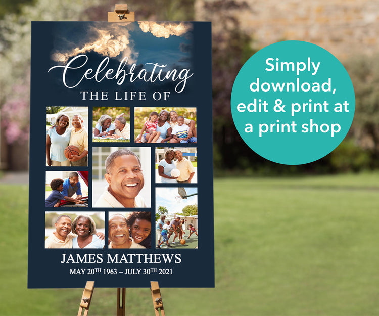 Funeral Welcome Poster for Men – Funeral Templates