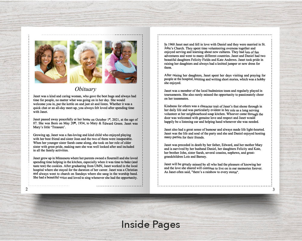 11x17 Funeral Program Template with 12 pages | Classic – Funeral Templates