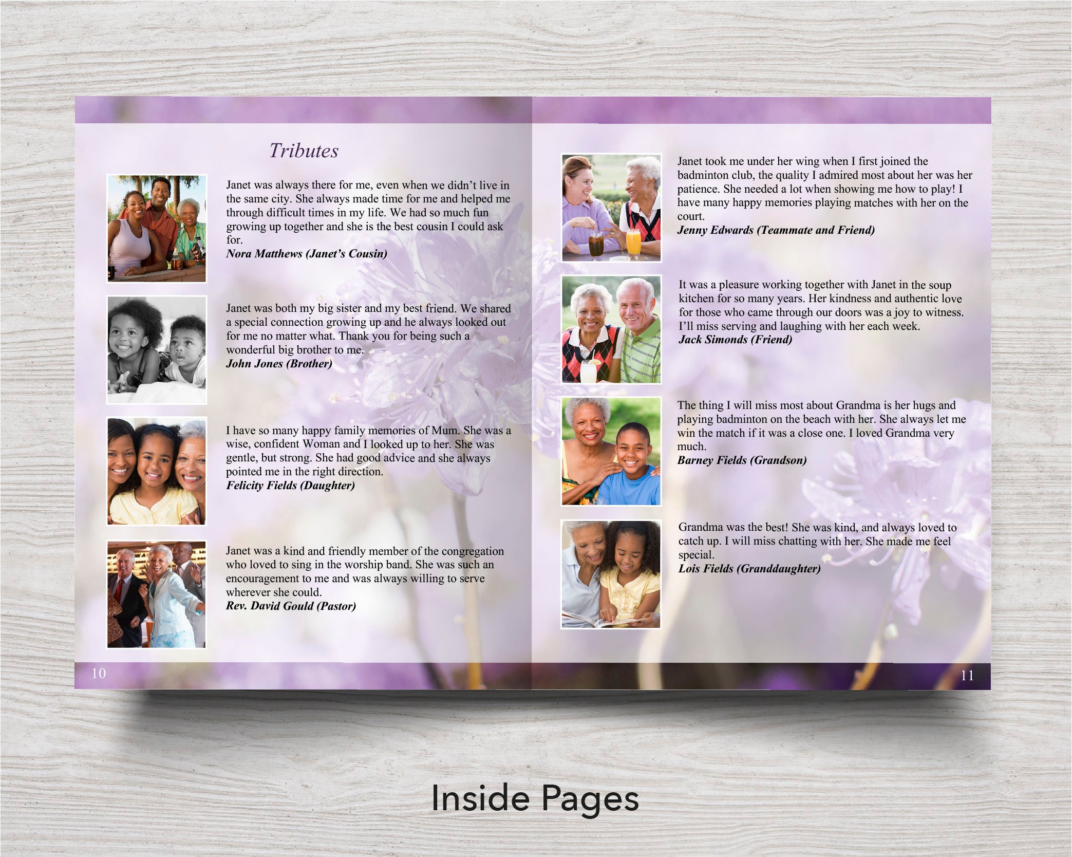 11x17 Funeral Program Template with 12 pages | Purple Flowers – Funeral ...