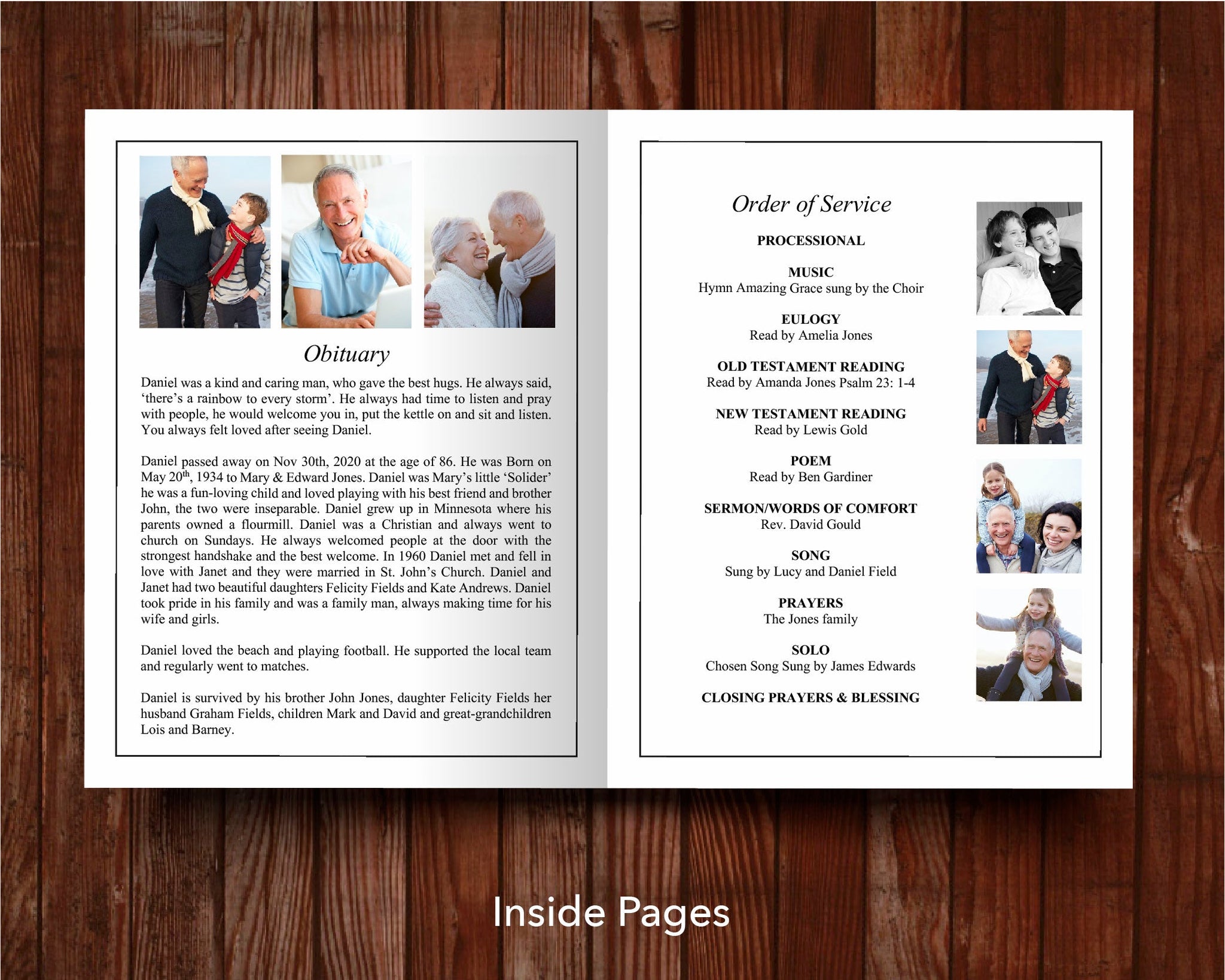 4 Page Catholic Funeral Program Template (11 x 17 inches) – Funeral ...