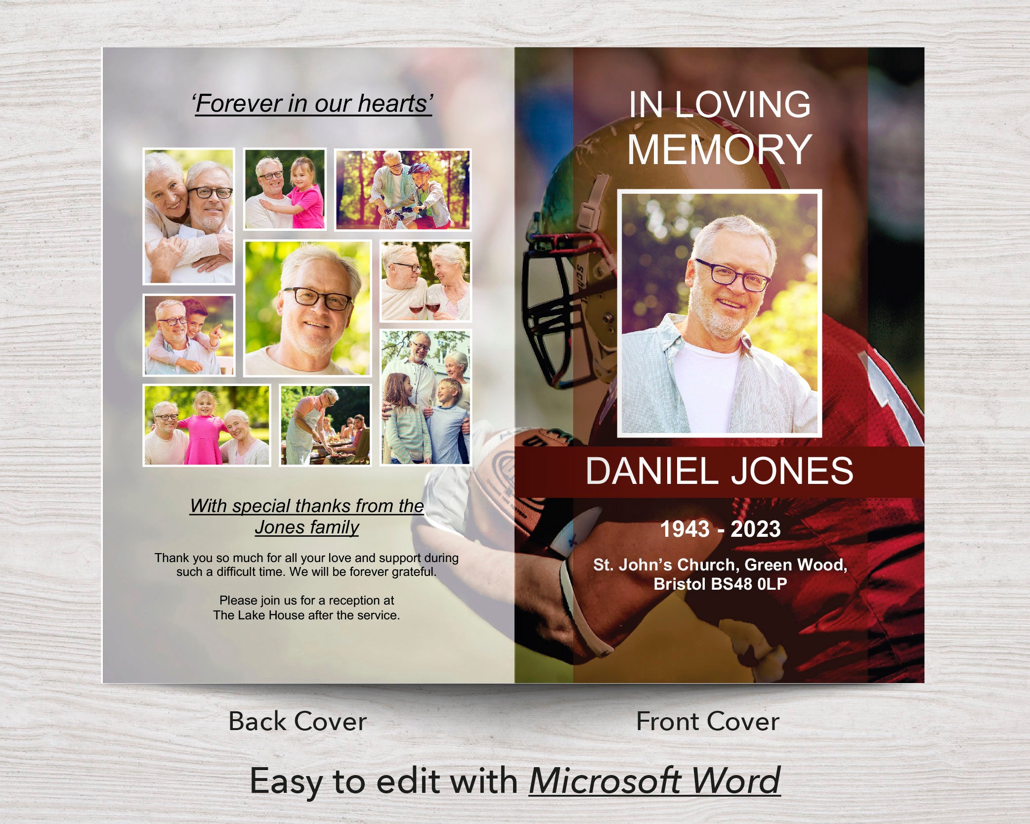 4 Page Football Funeral Program Template – Funeral Templates