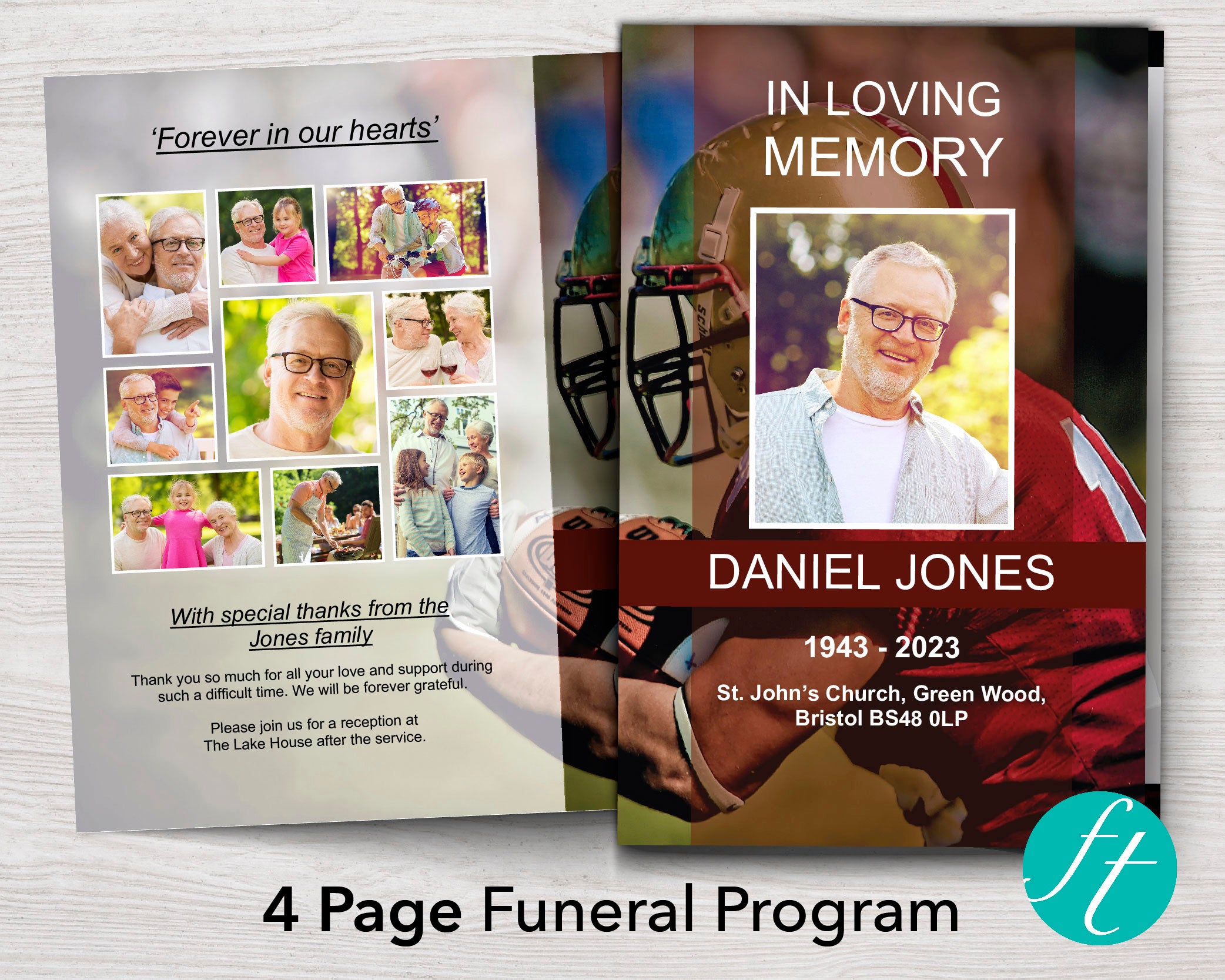 4 Page Football Funeral Program Template – Funeral Templates