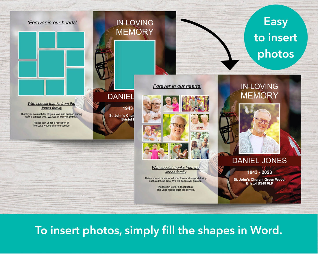 4 Page Football Funeral Program Template – Funeral Templates