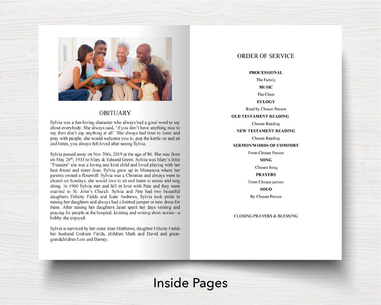 4 Page Heartfelt Collage Funeral Program Template – Funeral Templates