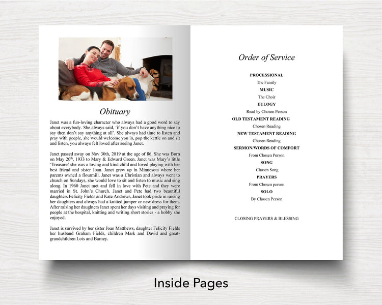 4 Page Simple Funeral Program Template – Funeral Templates