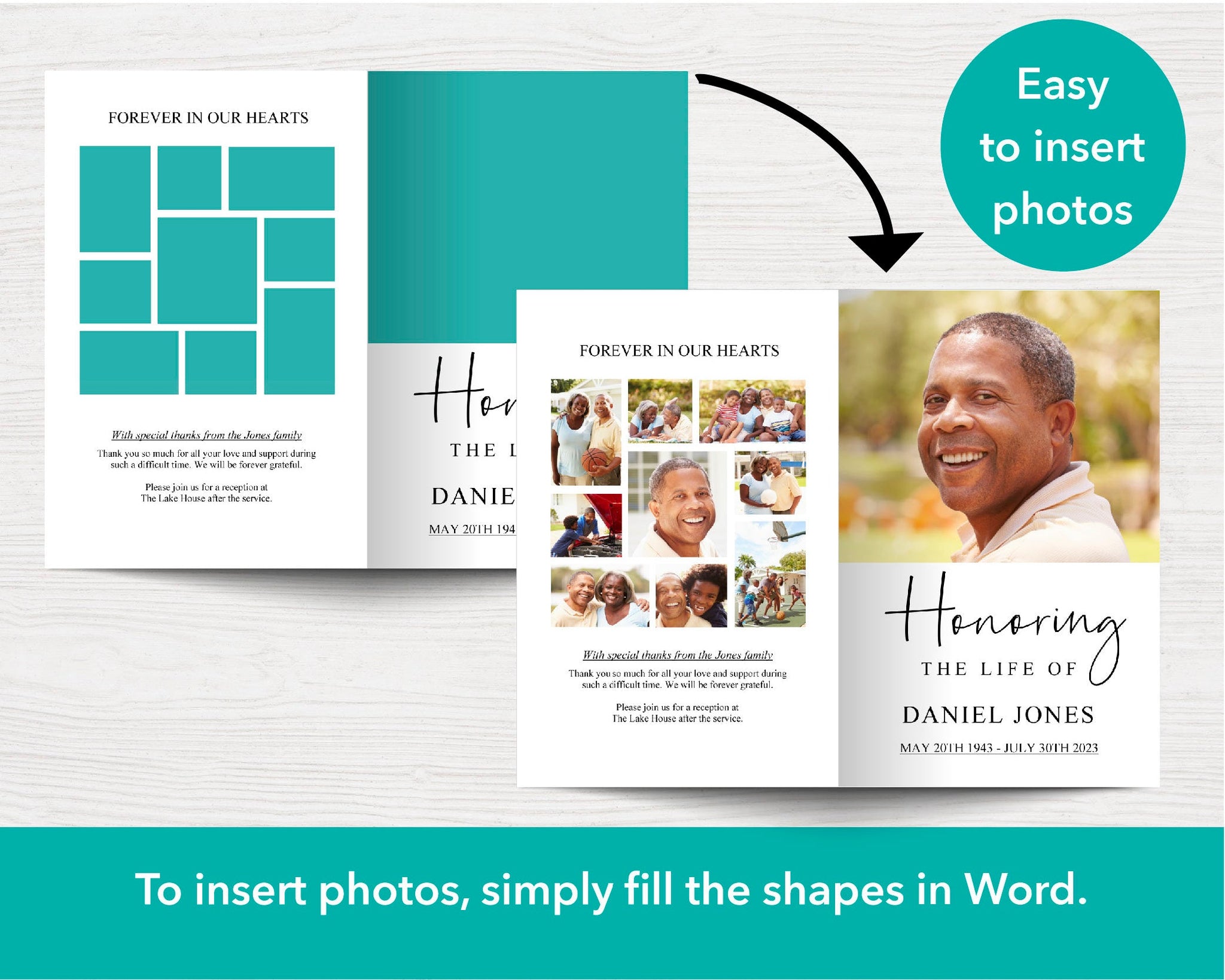 4 Page Stylish Collage Funeral Program Template – Funeral Templates