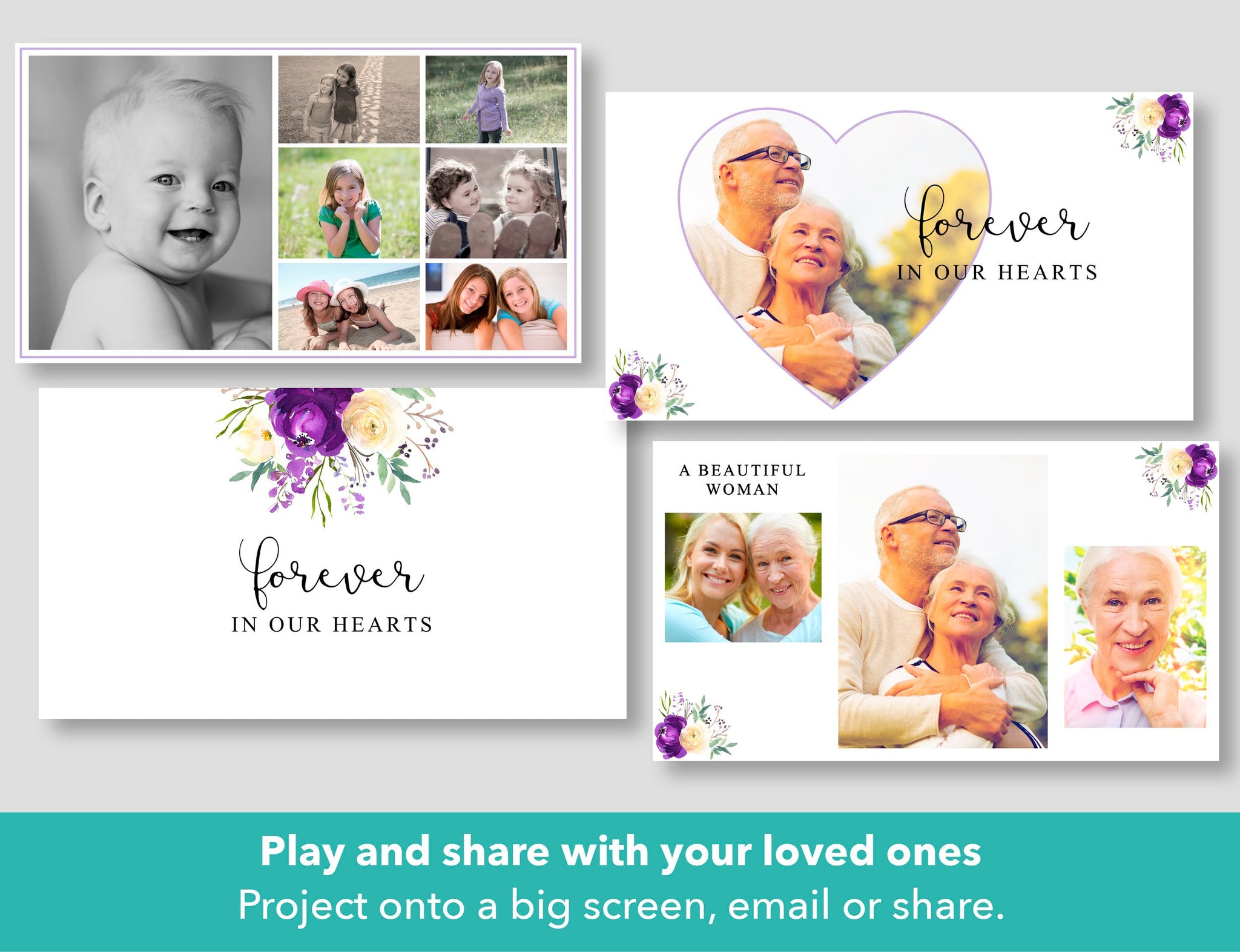 Premium Funeral Slideshow Template in Purple Bloom – Funeral Templates