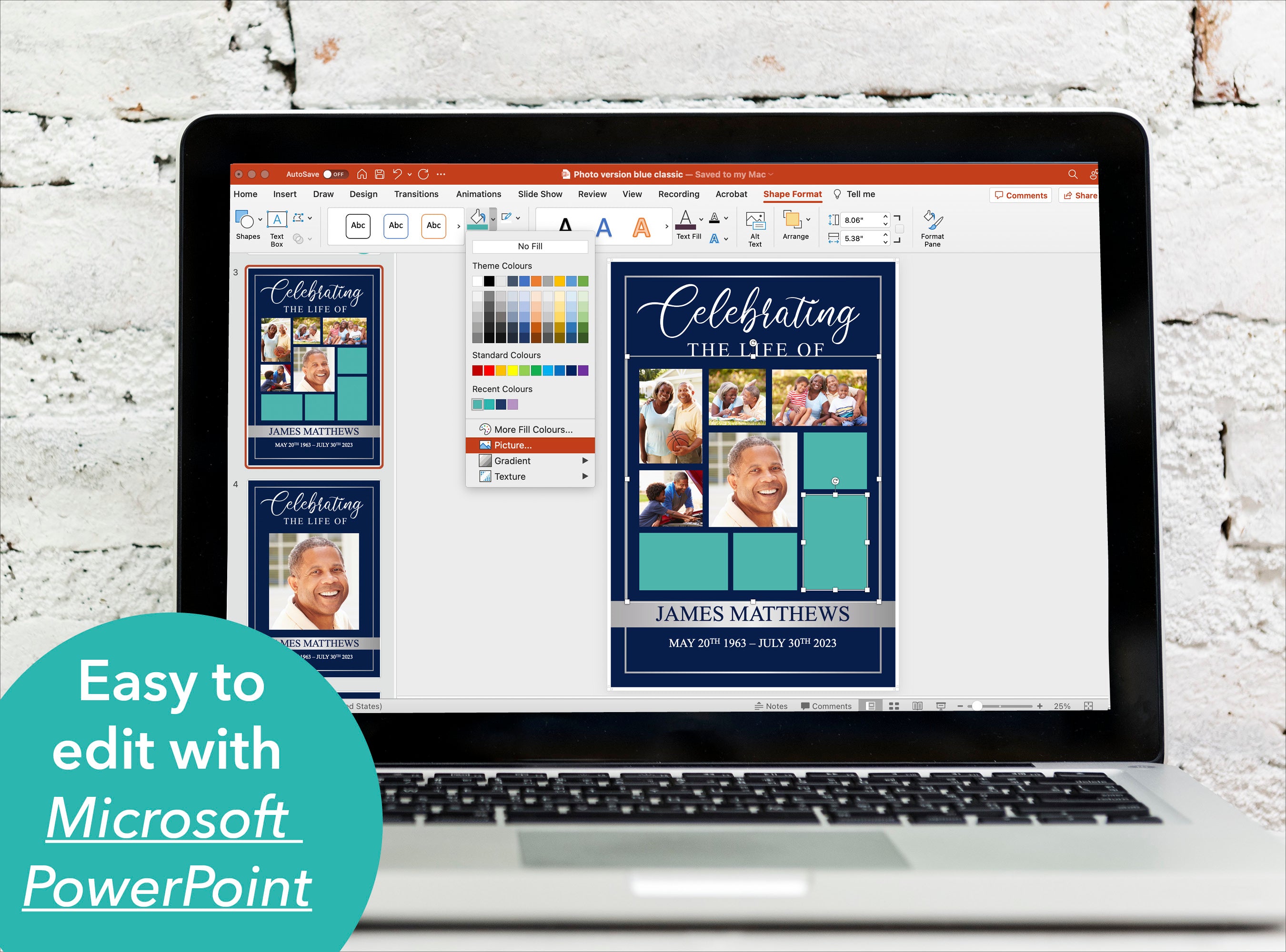 Funeral Memory Board in Classic Blue – Funeral Templates