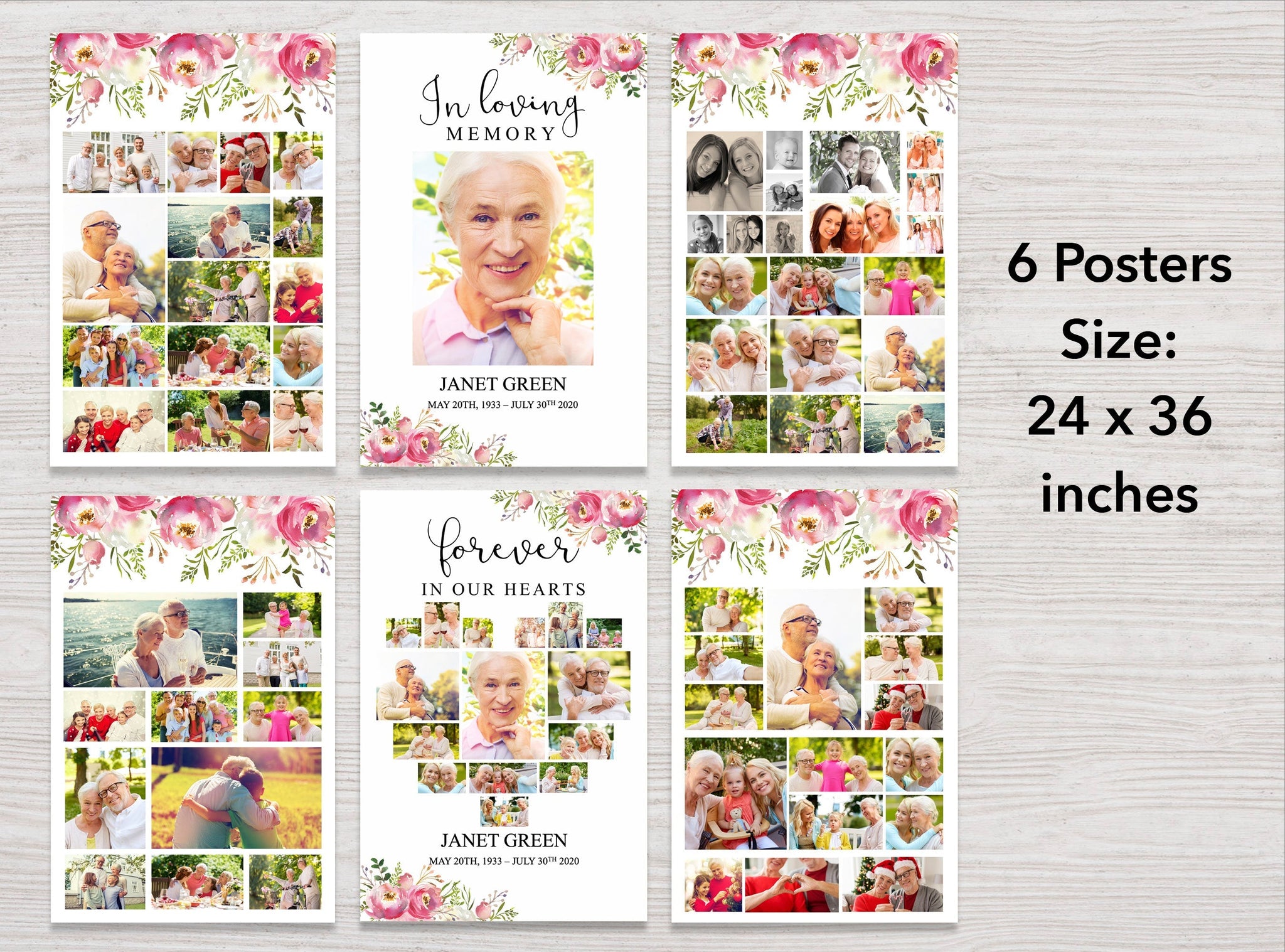 Funeral Memory Board with Pink Flowers – Funeral Templates