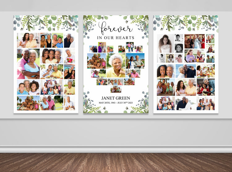 Funeral Photo Display with Green Leaves Design – Funeral Templates