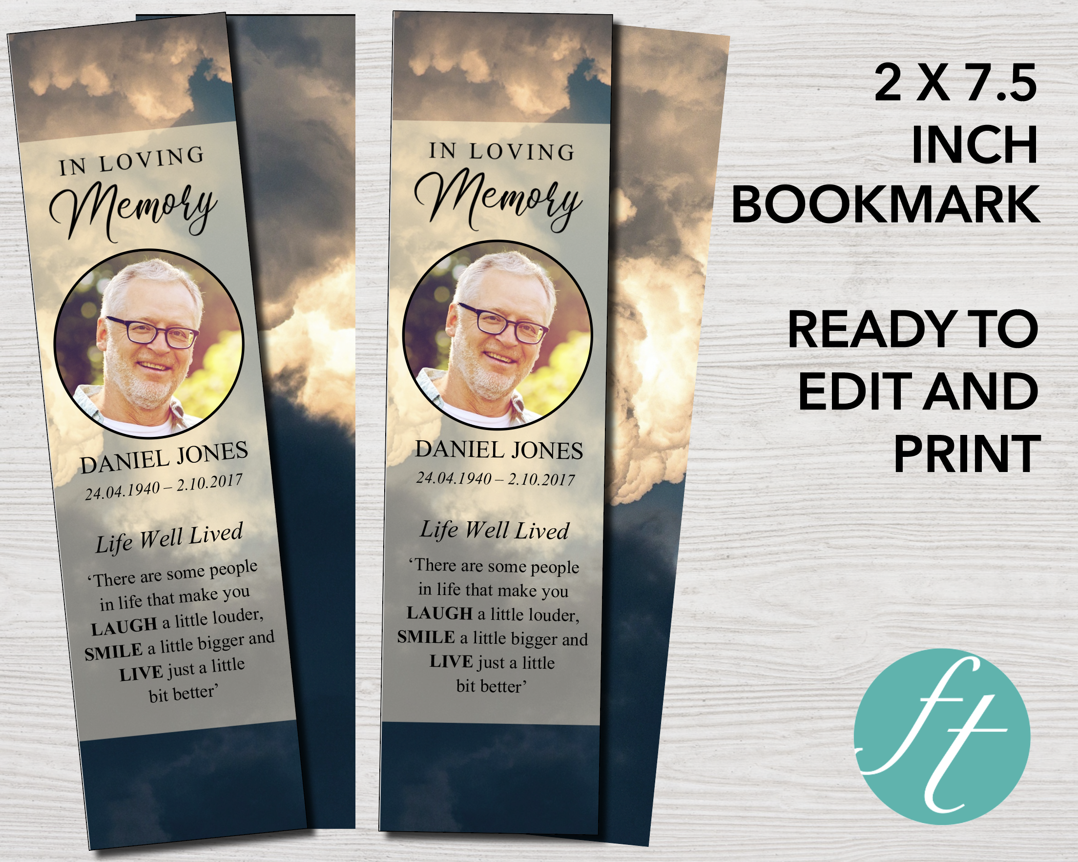 Funeral Bookmarks & Memorial Keepsakes | Printable Templates – Funeral ...