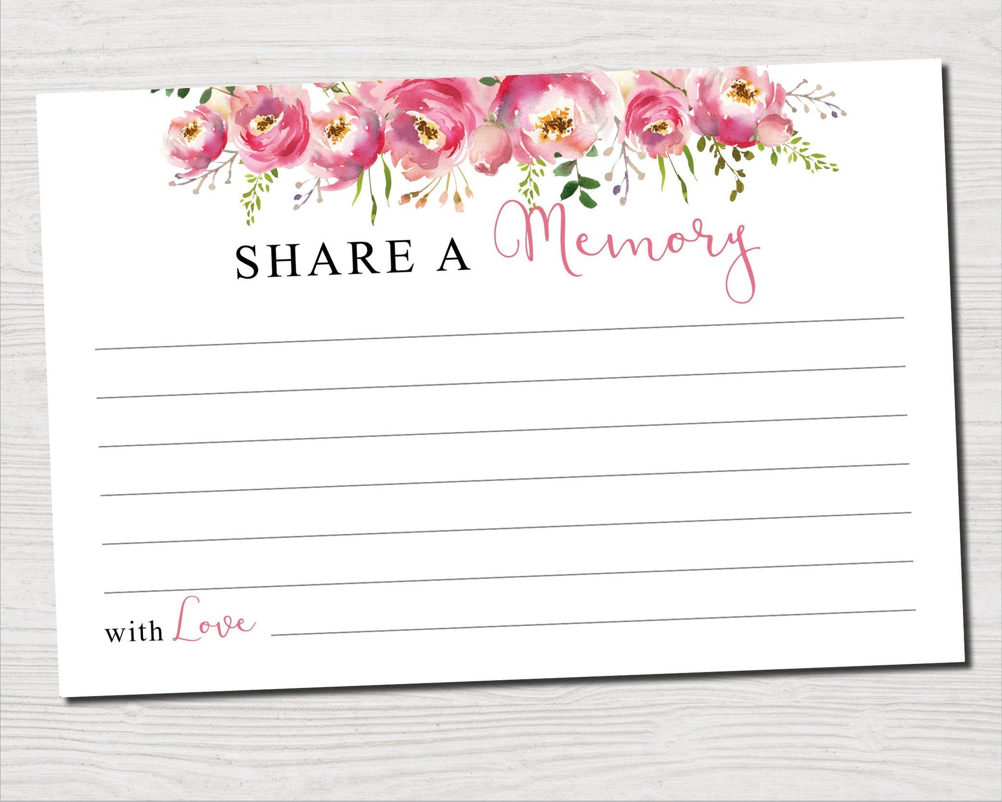 Pink Share a Memory Cards for Funeral – Funeral Templates