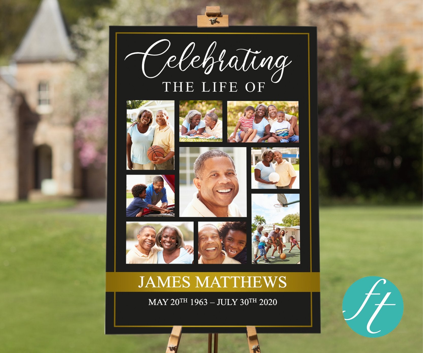 Golden Funeral Welcome Sign – Funeral Templates