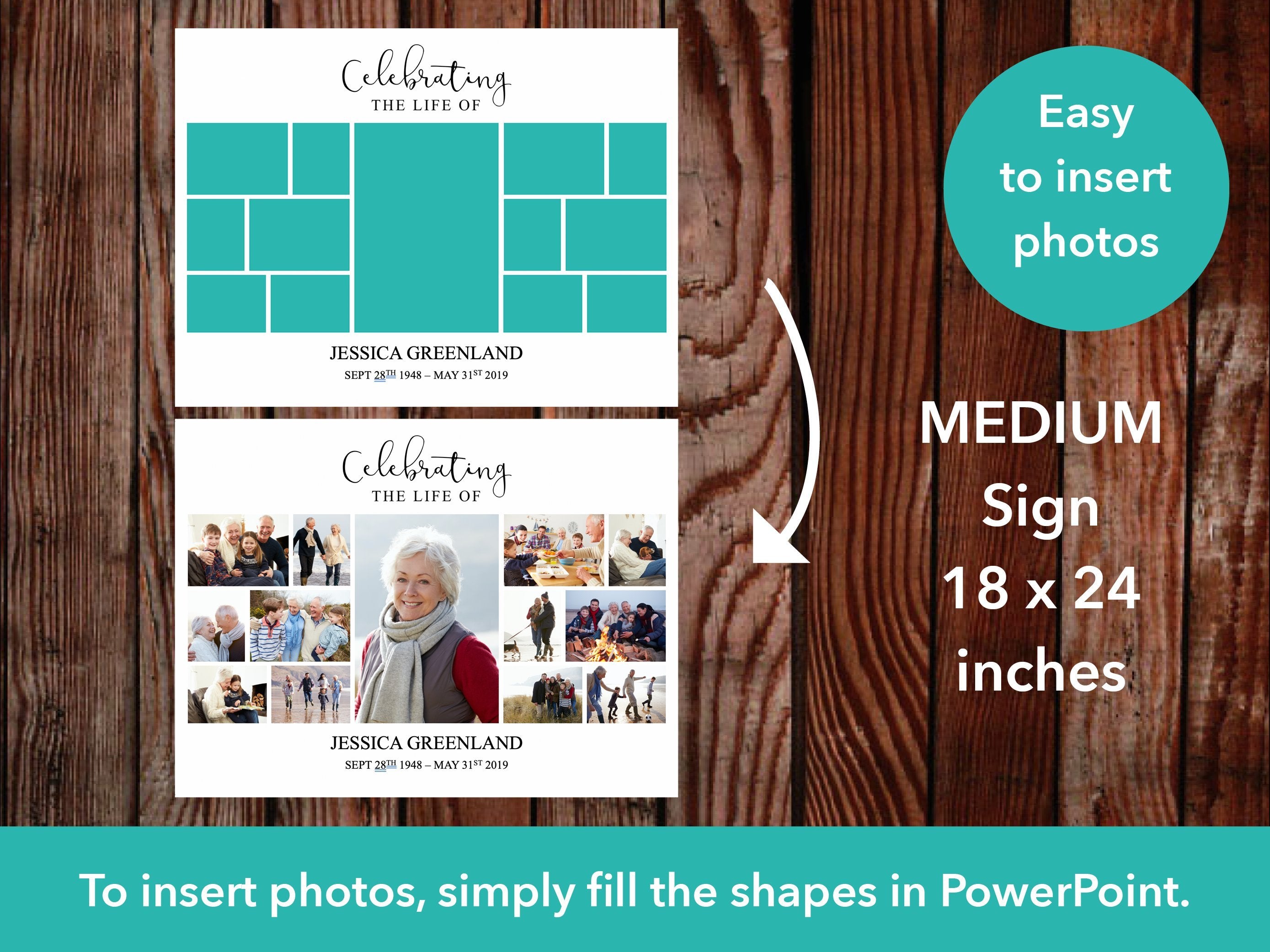 Landscape Funeral Welcome Sign with Photo Collage – Funeral Templates