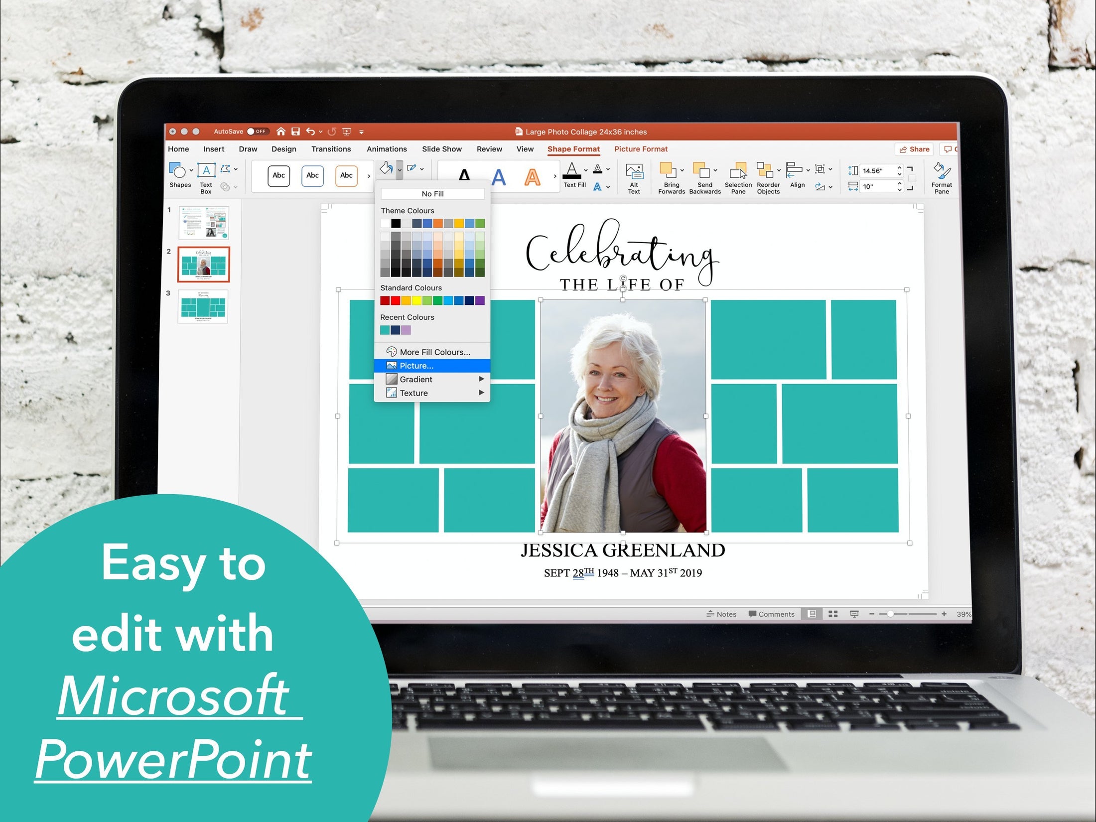 Landscape Funeral Welcome Sign with Photo Collage – Funeral Templates