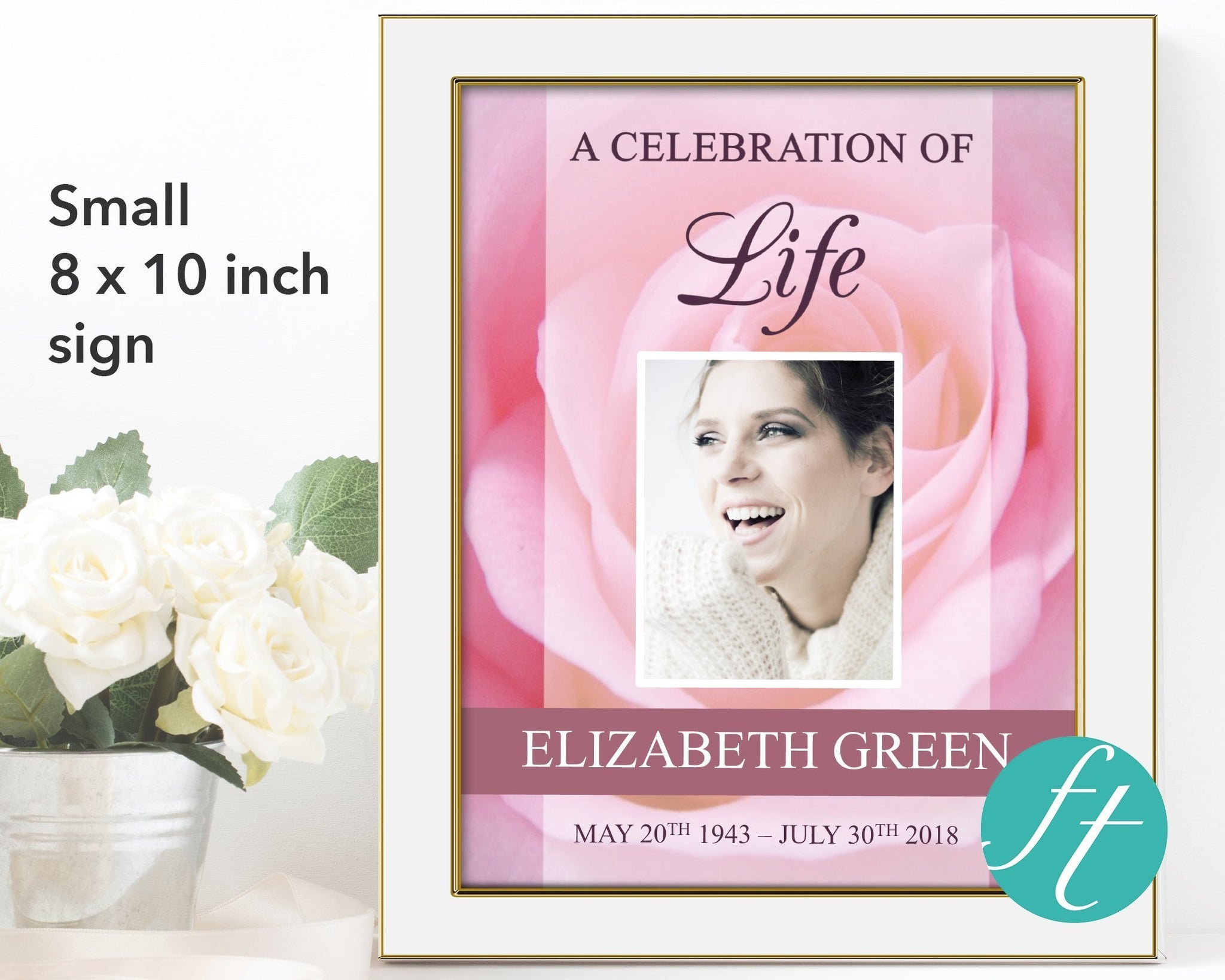 Funeral Welcome Sign | Pink Rose – Funeral Templates