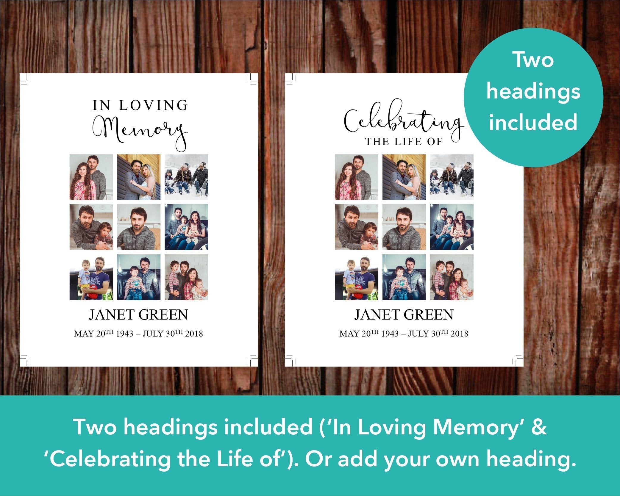 Funeral Welcome Sign for Memorial Service with photo Collage – Funeral ...