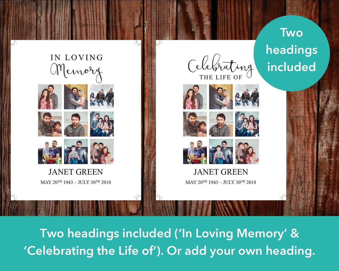 Funeral Welcome Sign for Memorial Service with photo Collage – Funeral ...