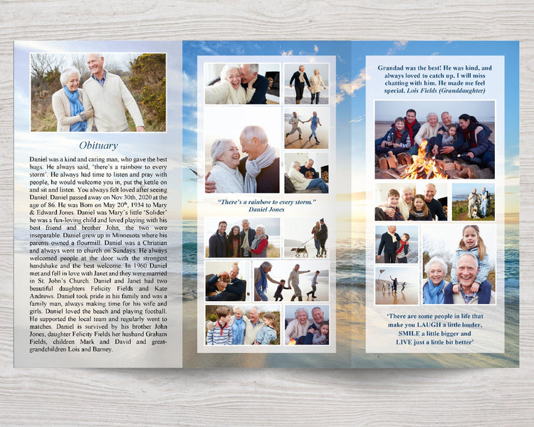 11x17 Trifold Beach Funeral Program Template – Funeral Templates