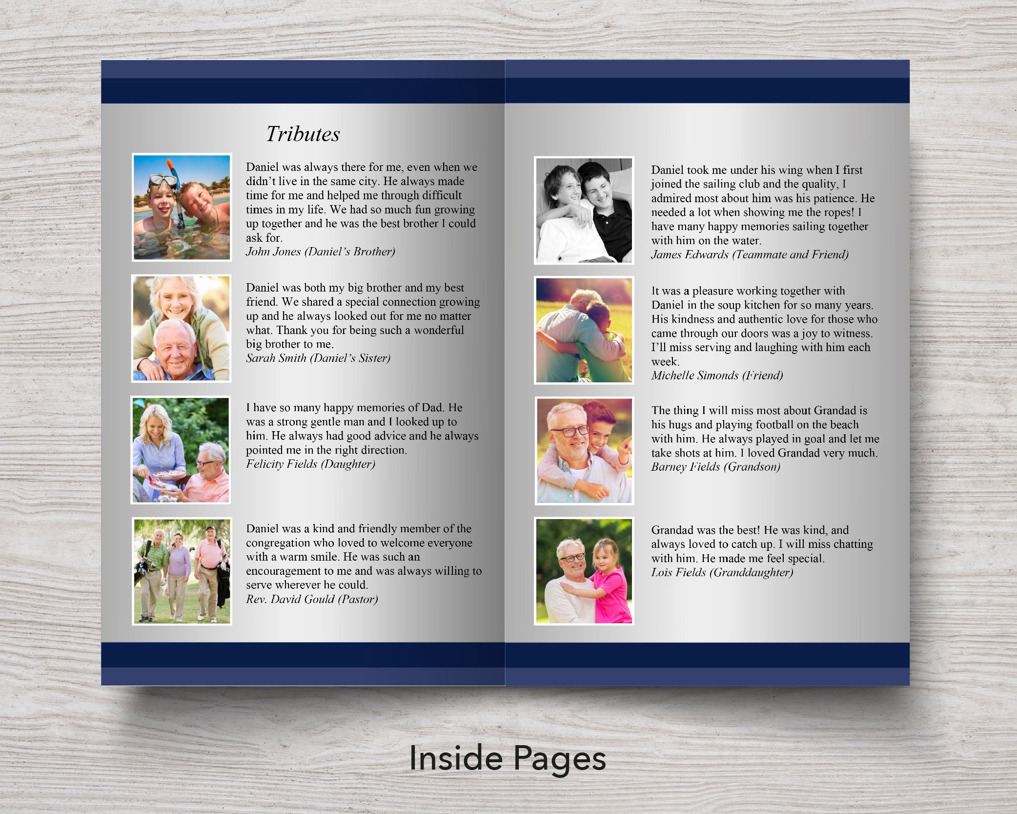 12 Page Classic Blue Funeral Program Template – Funeral Templates