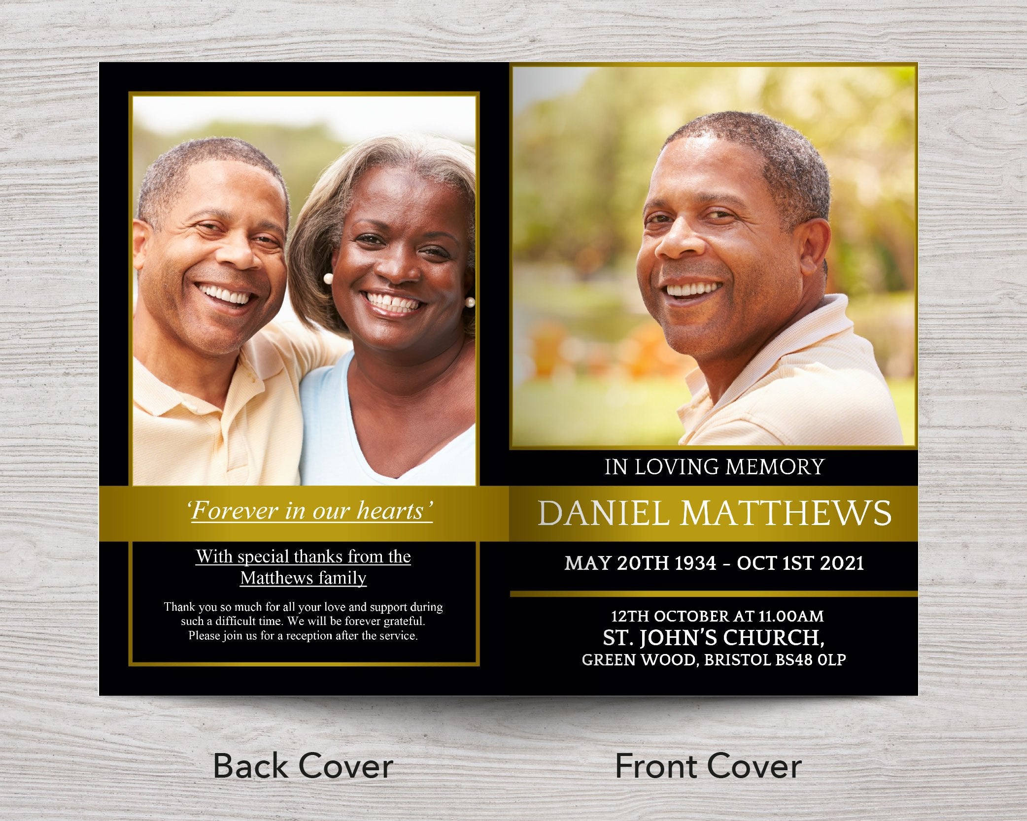 12 Page Golden Funeral Program Template – Funeral Templates