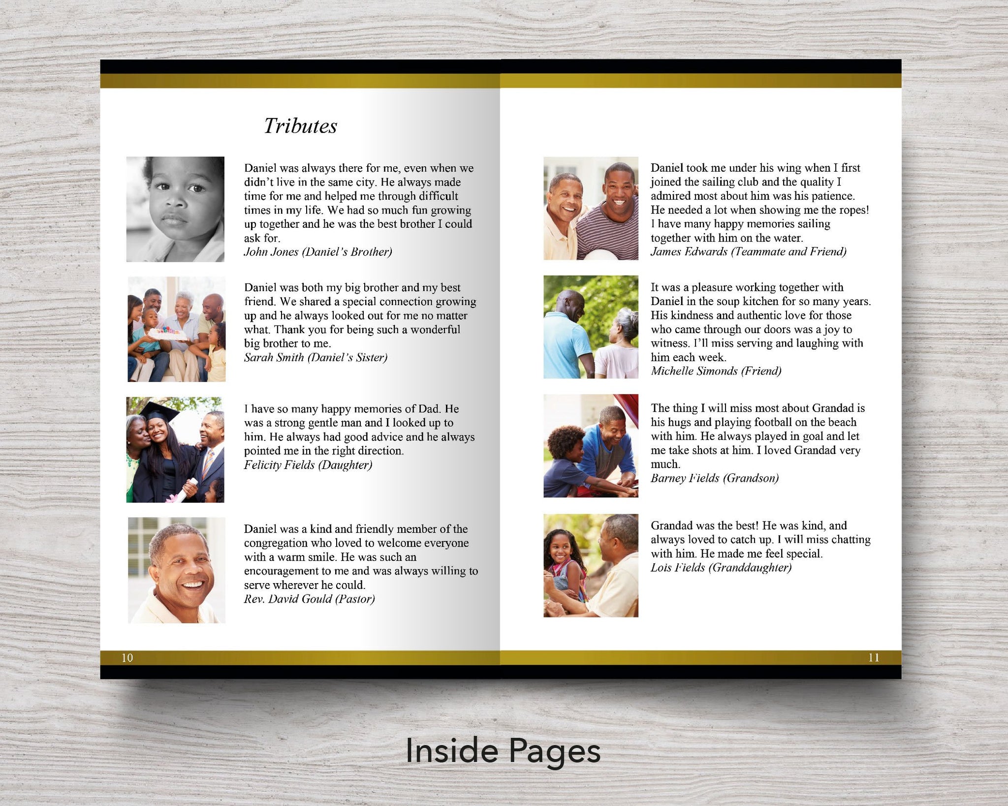 12 Page Golden Funeral Program Template – Funeral Templates