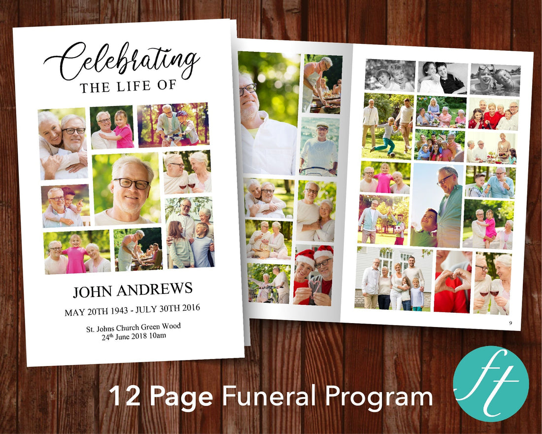 12 Page Photo Collage Funeral Program Template – Funeral Templates