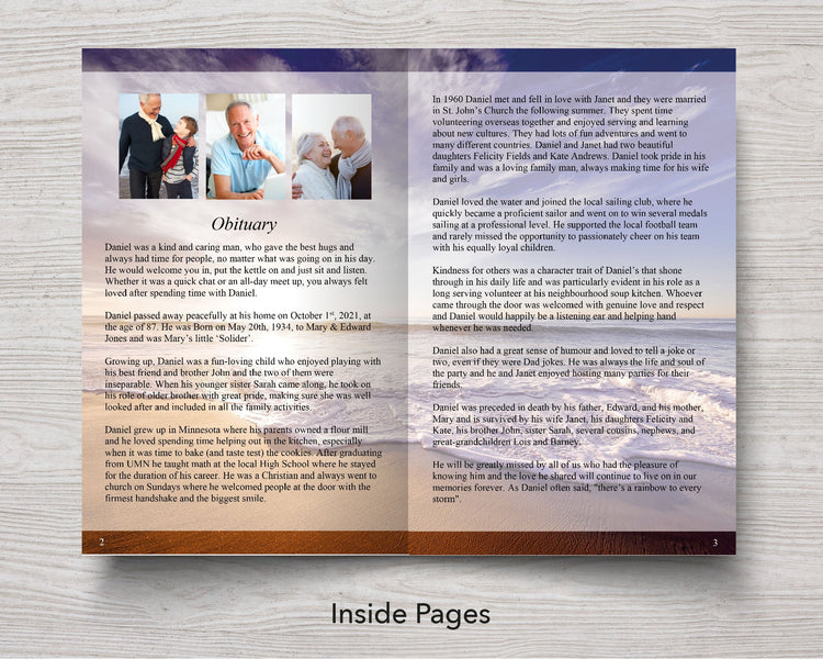 12 Page Waves Funeral Program Template – Funeral Templates