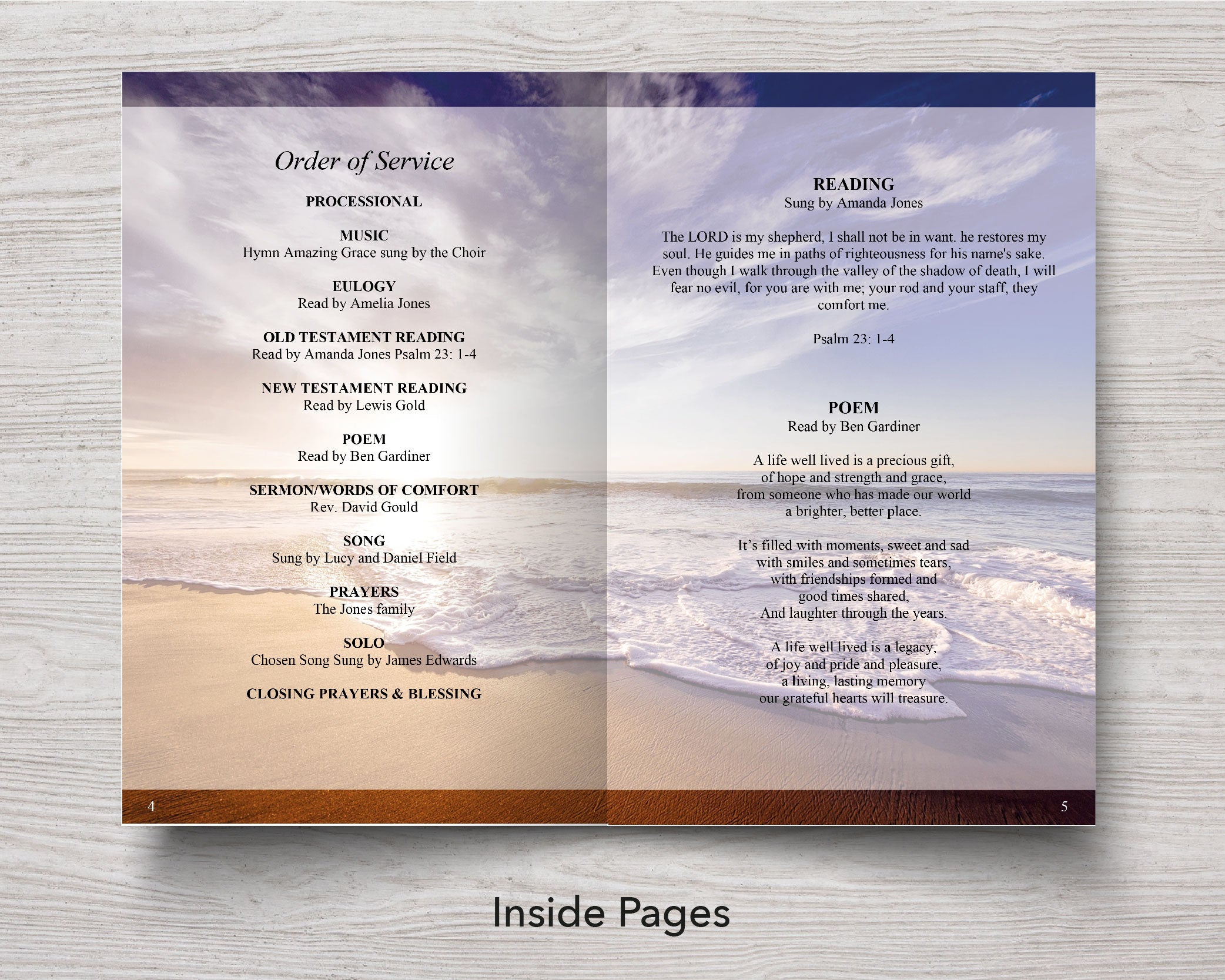 12 Page Waves Funeral Program Template – Funeral Templates
