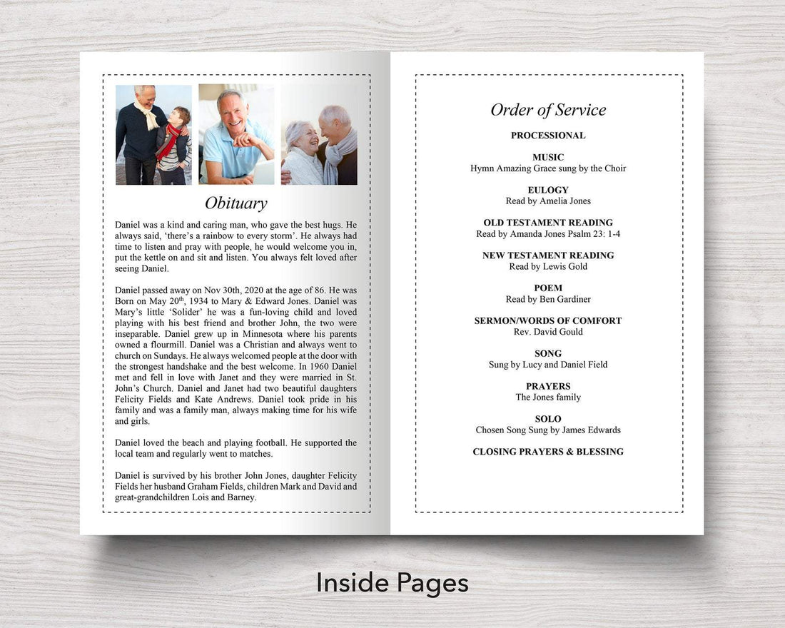 4 Page Classic Funeral Program Template – Funeral Templates
