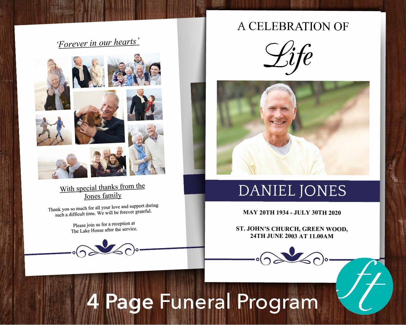 4 Page Funeral Programs – tagged "For Men" – Funeral Templates