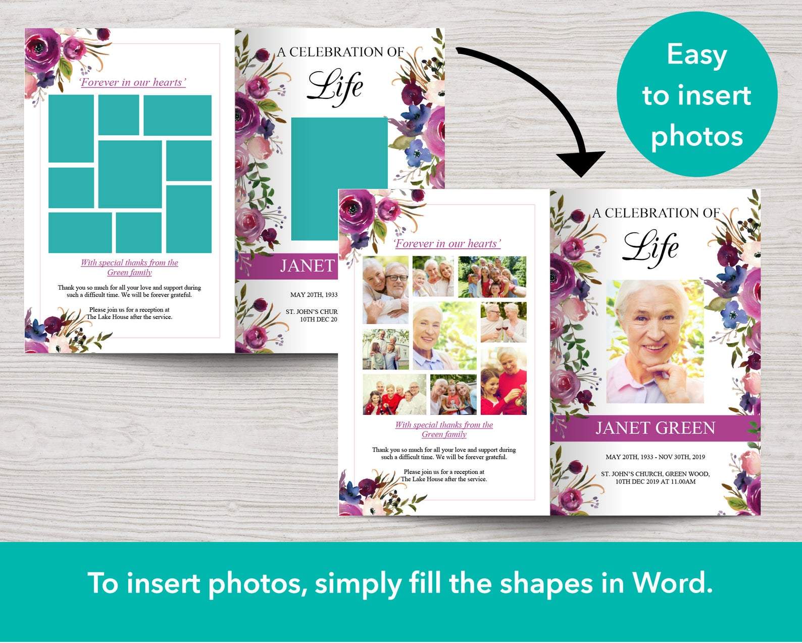 4 Page Floral Display Funeral Program Template – Funeral Templates