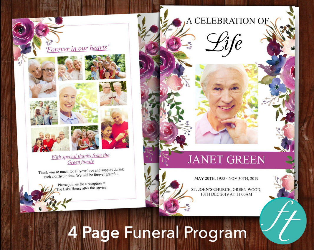 4-Page Funeral Program Templates | Edit in Microsoft Word – Funeral ...