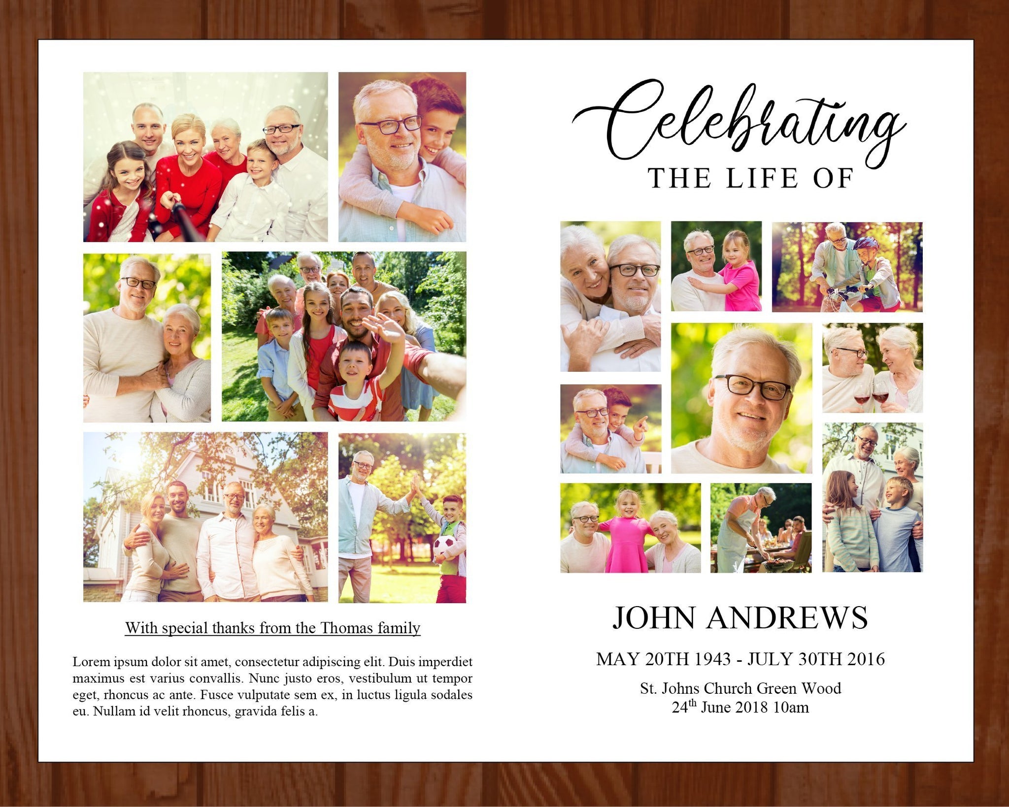 4 Page Photo Collage Funeral Program Template – Funeral Templates