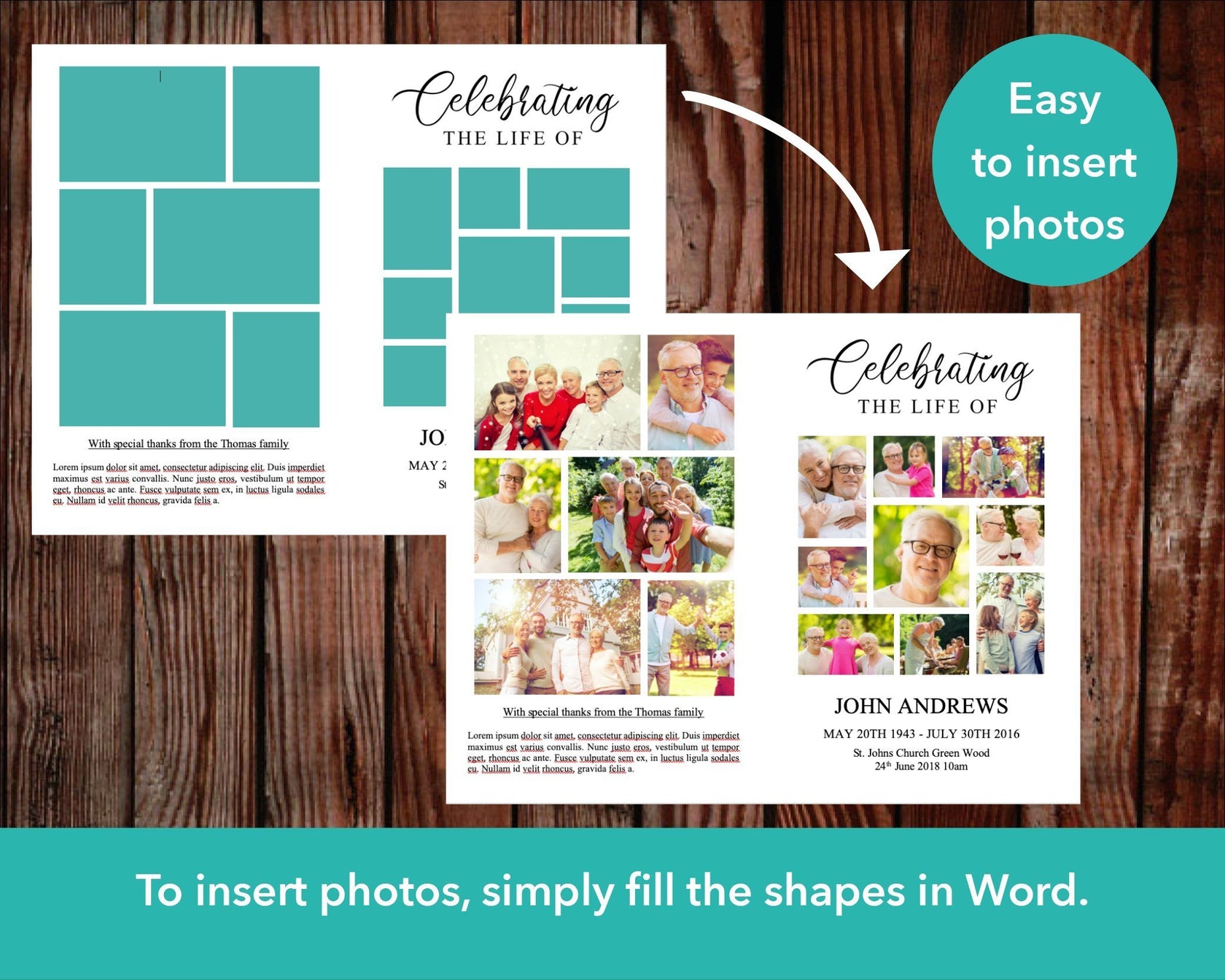 4 Page Photo Collage Funeral Program Template – Funeral Templates