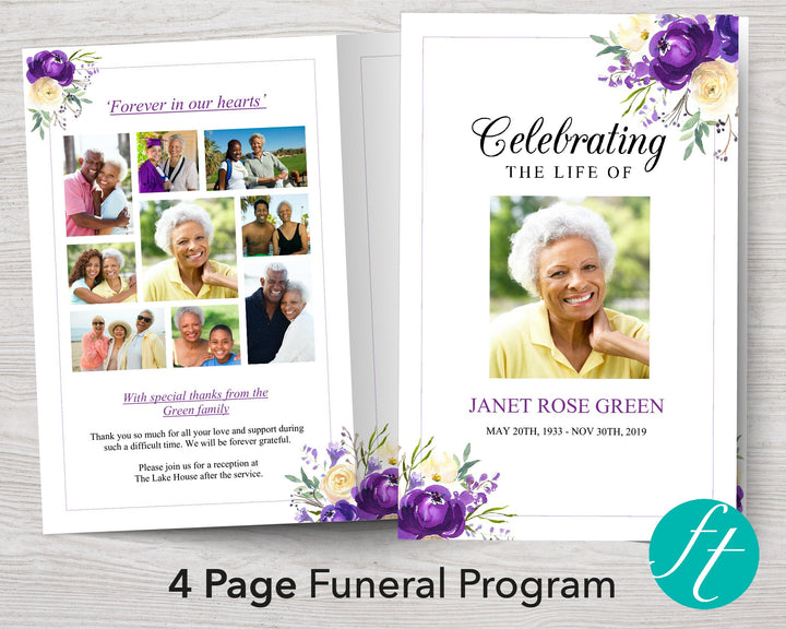 4 Page Funeral Programs – Funeral Templates