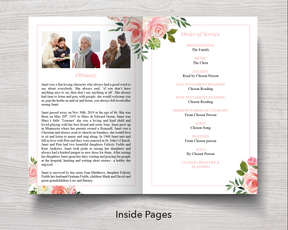 4 Page Rose Bouquet Funeral Program Template – Funeral Templates