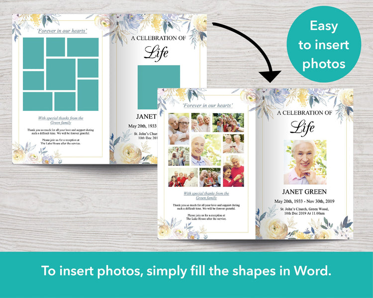 4 Page Spring Bouquet Funeral Program Template – Funeral Templates