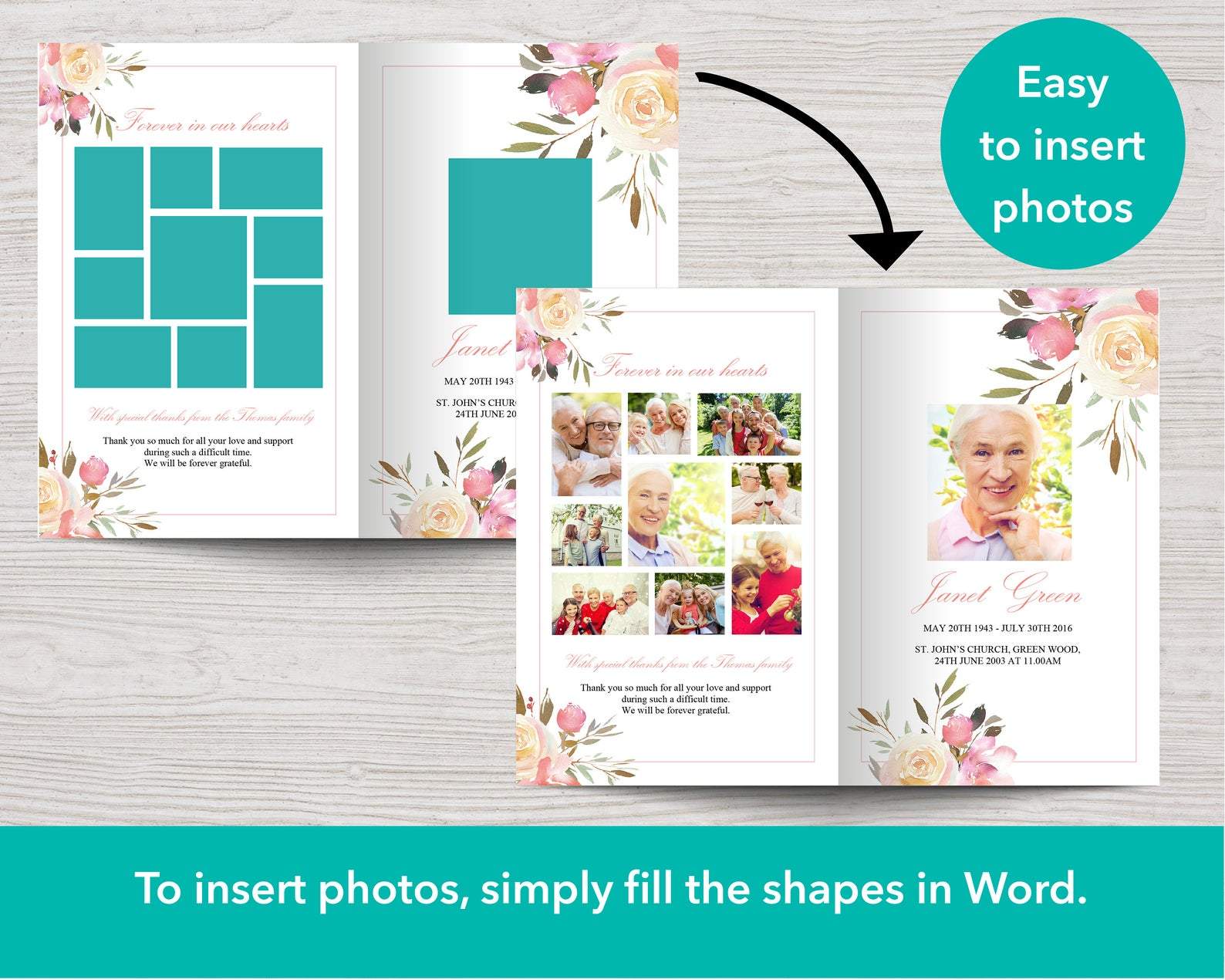 4 Page Spring Flowers Funeral Program Template – Funeral Templates