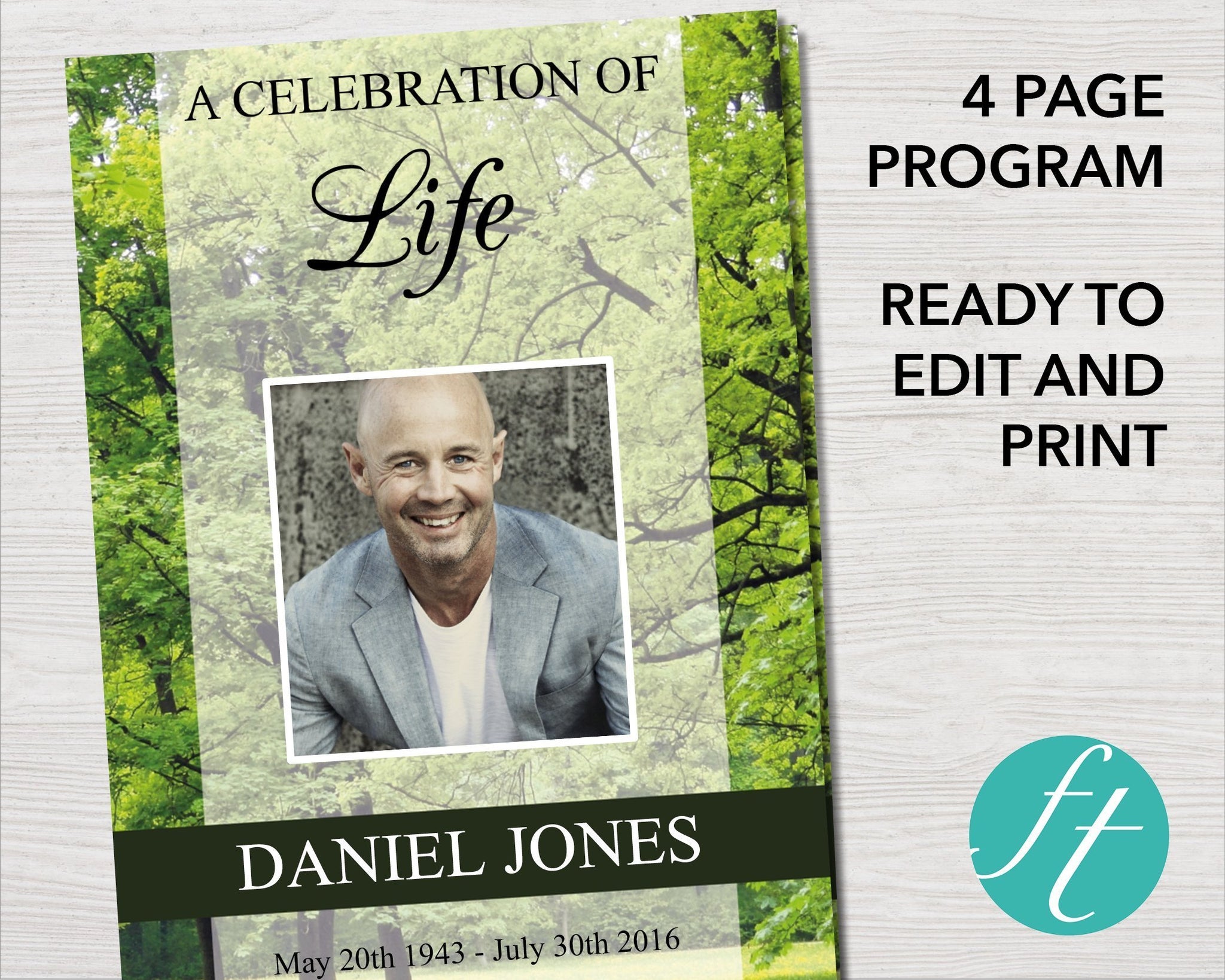 4 Page Trees Funeral Program Template – Funeral Templates