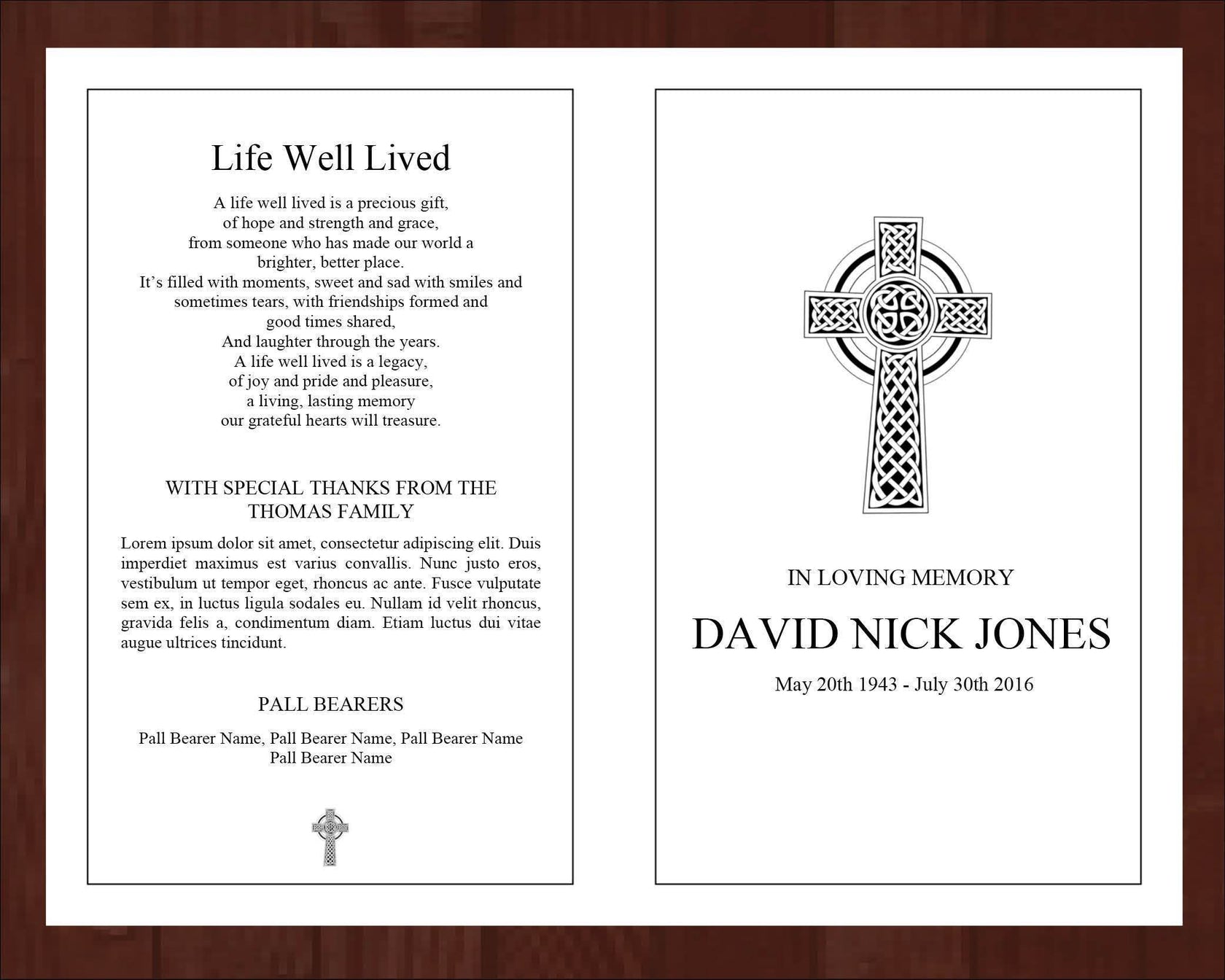 8 Page Catholic Cross Funeral Program Template – Funeral Templates
