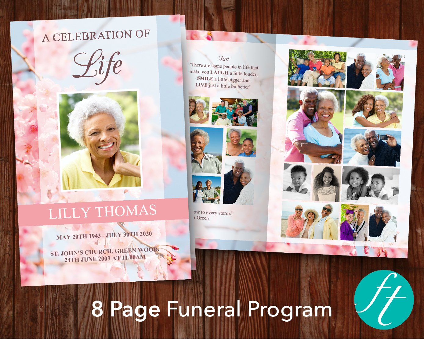8 Page Cherry Blossom Funeral Program Template – Funeral Templates