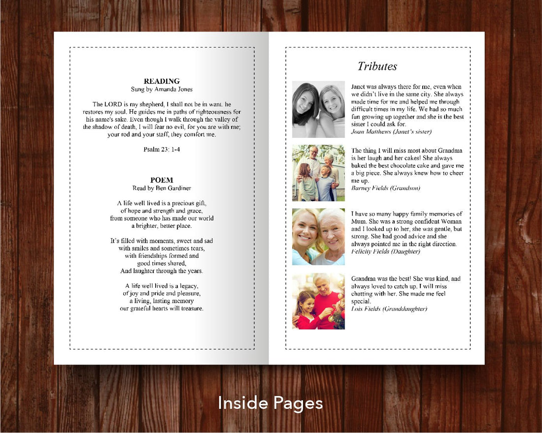 8 Page Loving Memory Funeral Program Template – Funeral Templates