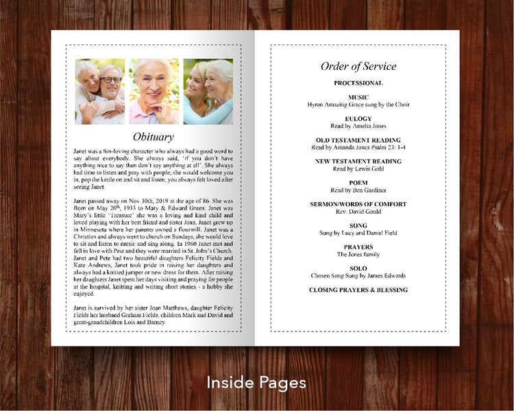 8 Page Loving Memory Funeral Program Template – Funeral Templates