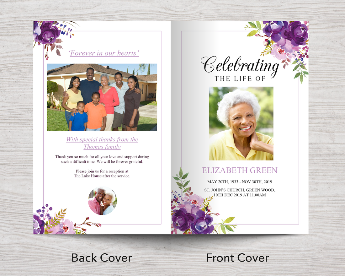 8 Page Peonies Corners Funeral Program Template – Funeral Templates