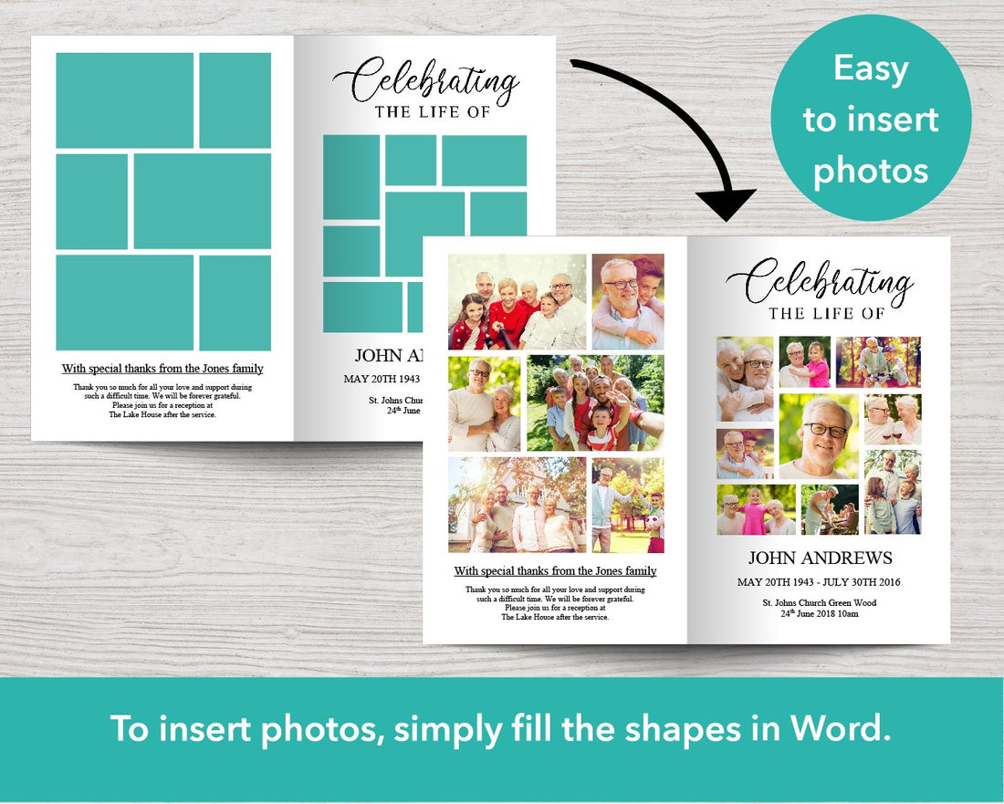 8 Page Photo Collage Funeral Program Template – Funeral Templates