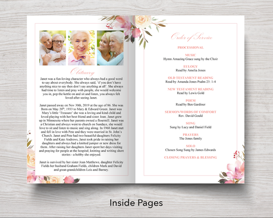 8 Page Spring Flowers Funeral Program Template – Funeral Templates
