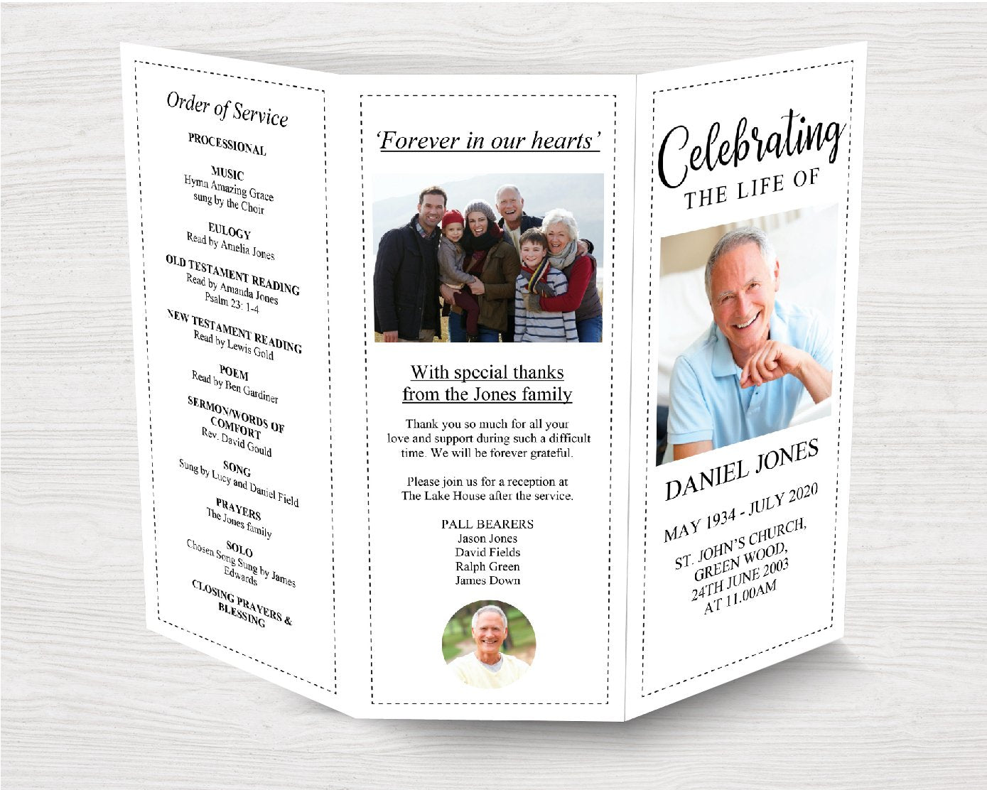 Trifold Classic Funeral Program Template – Funeral Templates